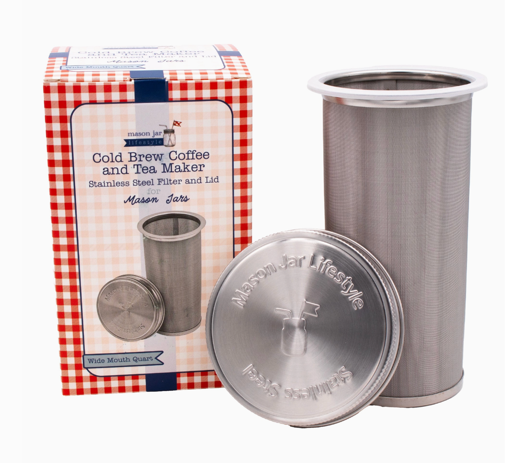 Cold Brew Tea & Coffee Mason Jar Filter – Stainless Steel Mesh Infuser ...