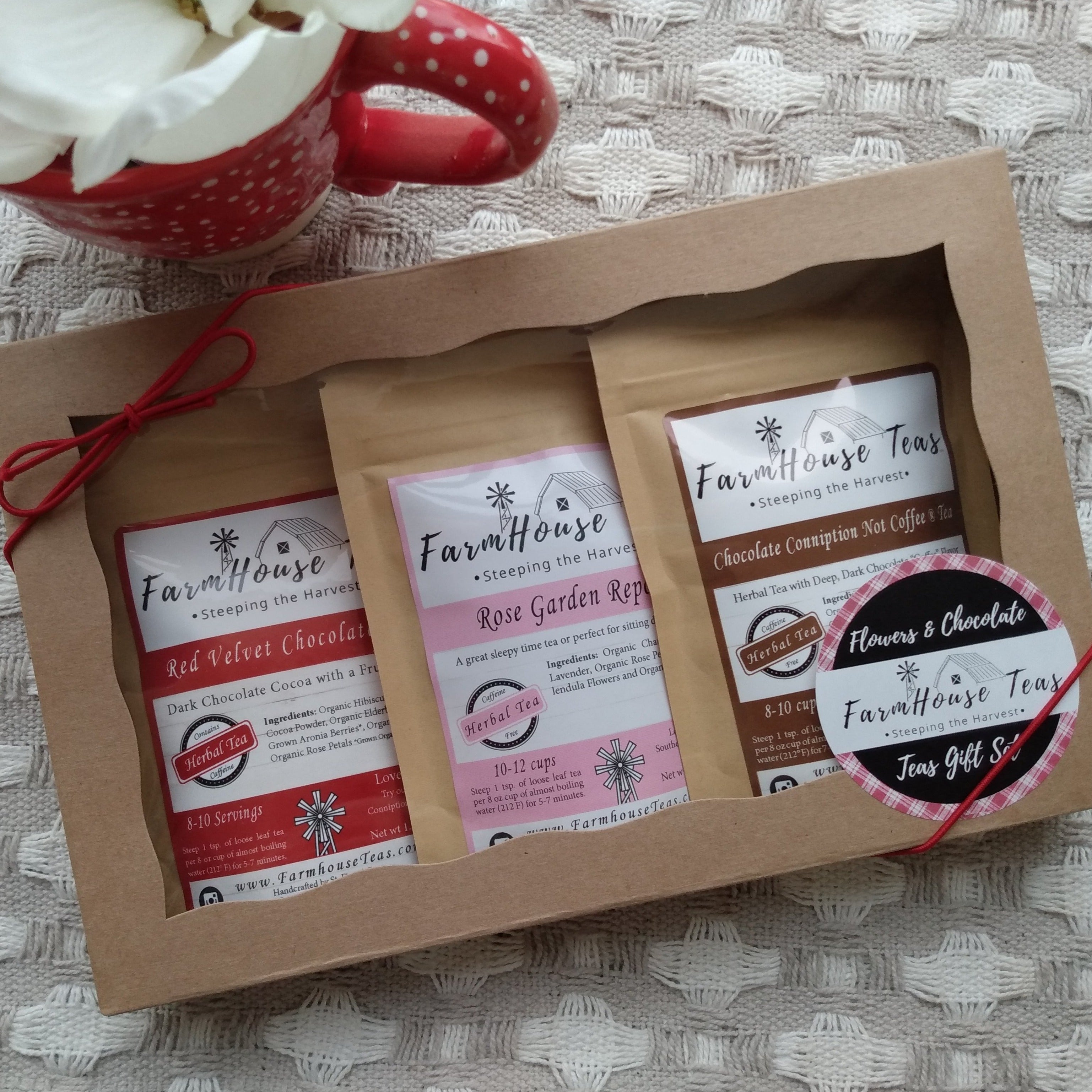 Flowers & Chocolate Loose Leaf Tea Gift Set – 3 Herbal & Chocolate Tri ...